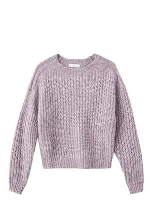 Mango Chunky Crewneck Pullover Sweater - Light/pastel Purple