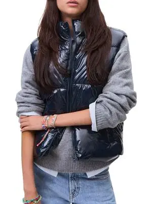 Mango Quilted Puffer Vest - Navy