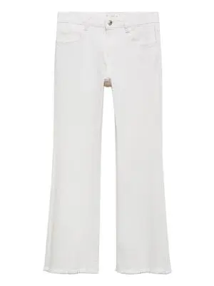 Mango Frayed Flare Mid Rise Jeans - Off White