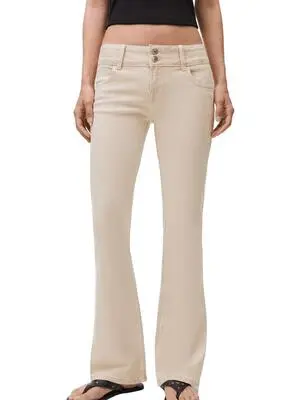 Mango Low Rise Flare Jeans - Beige