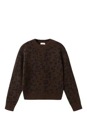Mango Leopard Print Pullover Sweater - Brown