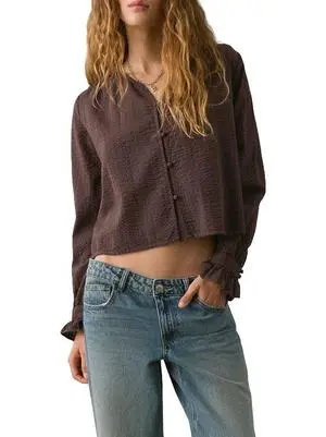 Mango Long Sleeve Woven Shirt - Brown