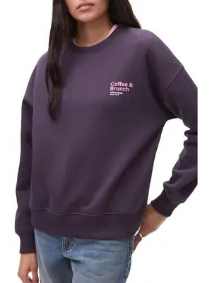 Mango Oversized Graphic Sweatshirt - Purple