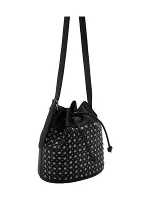 Mango Studded Faux Leather Bucket Bag - Black