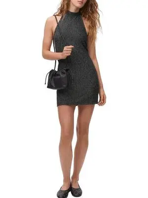 Mango Ribbed Halter-neck Minidress - Black
