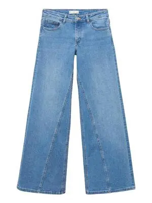 Mango Low Rise Wide Leg Jeans - Light Blue