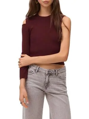 Mango Asymmetric Cutout T-shirt - Maroon