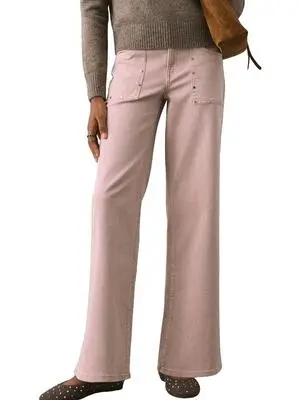 Mango Studded Wide-leg Culotte Jeans - Pastel Pink