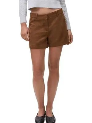 Mango Faux Suede Low-waist Shorts - Medium Brown