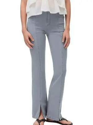 Mango Slit Hem Mid Rise Flare Jeans - Blue