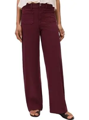 Mango Patch Pocket Mid-rise Culotte Jeans - Burgundy