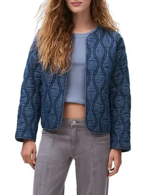 Mango Padded Denim Liner Jacket - Dark Blue