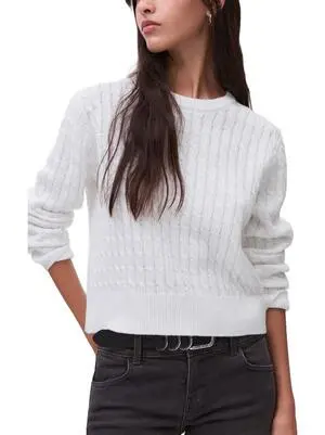 Mango Cable Cotton-blend Sweater - White