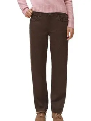 Mango Studded Leopard Print Wide Leg Jeans - Chocolate