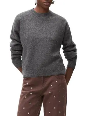 Mango Crewneck Sweater With Star Details - Medium Heather Grey