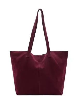 MANGO TEEN Suede Tote Bag - Burgundy