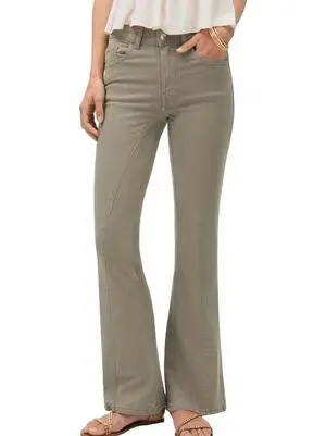 Mango Twist Seam Flare Jeans - Khaki Green