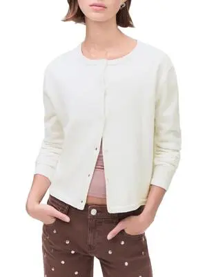 Mango Crewneck Cotton-blend Cardigan - Off White