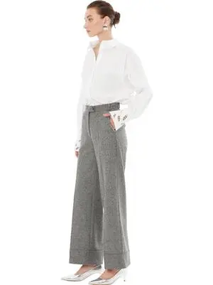 GIZIA High-waisted Straight-leg Trousers - Grey
