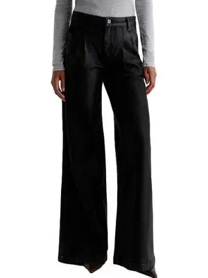 Ag Dorine Coated Wide Leg Jeans - Ltt Lt Super Black
