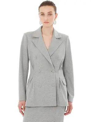 GIZIA Double-breasted Notch Lapel Jacket - Grey