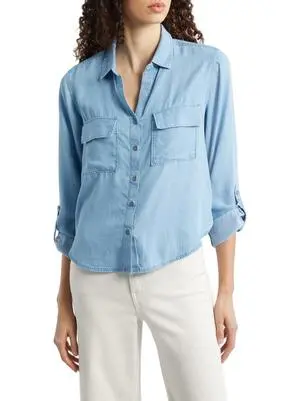 BEACHLUNCHLOUNGE Fiorella Long Sleeve Shirt Light Wash