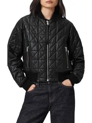 ALLSAINTS Carly Quilted Leather Bomber Jacket - Black