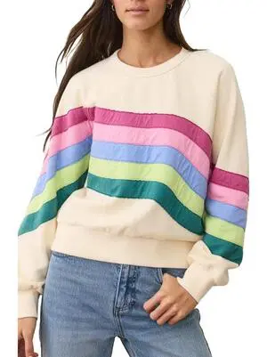 Marine Layer Stripe Appliqué Cloud 9 Fleece Sweatshirt - Cool Wave
