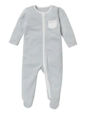 MORI Two-way Zip-up Sleepsuit - Blue Stripe