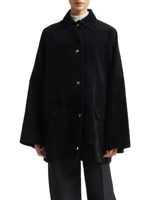 TOTEME Organic Cotton Corduroy Overshirt Jacket - Black