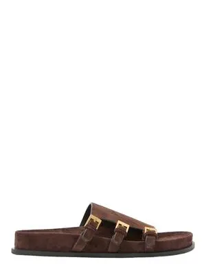 REISS Lauren Slide Sandal - Chocolate