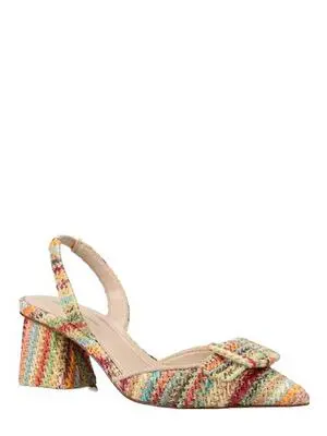 Pelle Moda Imia Slingback Pointed Toe Pumps - Beige Multi