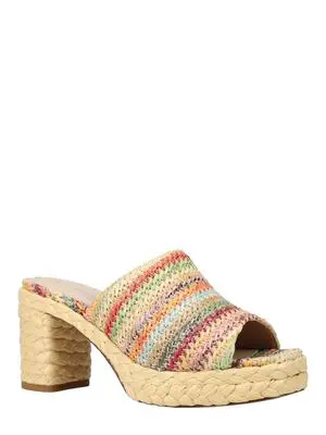 Pelle Moda Capree Espadrille Platform Slide Sandal - Beige Multi