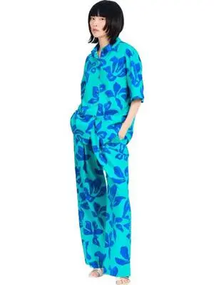 LOST PATTERN Tropical Bliss Oversized Hawaii Shirt - Ocean Blue