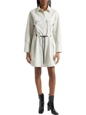 3.1 Phillip Lim Striped Tie Waist Shirt Dress - Cream Multi