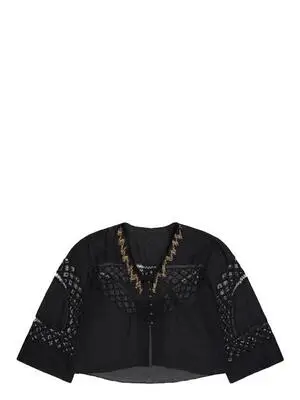 FORTELA Cleide Embroidered Lace Shirt - Black