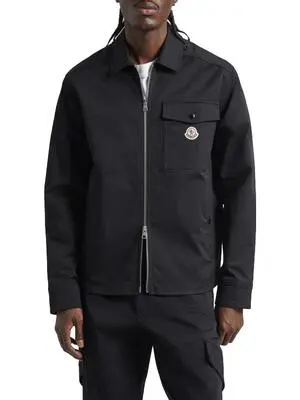 Moncler Stretch Cotton Zip Shirt - Black