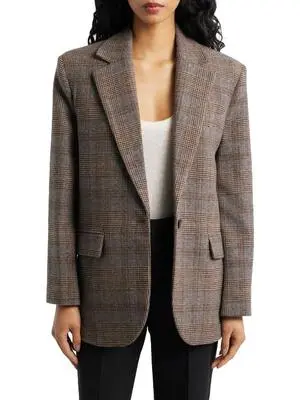 Mango Roma One-button Plaid Blazer - Brown