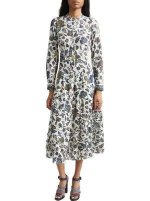 ULLA JOHNSON Laurentine Floral Print Long Sleeve Dress