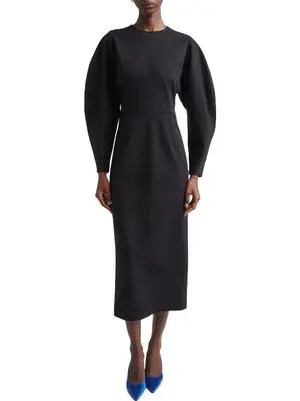 Carolina Herrera Arc Sleeve Midi Dress - Black