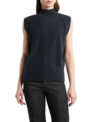 BOSS Futrani Cashmere Mock Neck Sleeveless Sweater - Charcoal