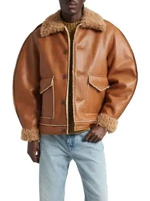 Séfr Beau Faux Leather & Faux Shearling Jacket - Tan Faux Shearling
