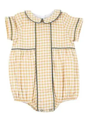 CUCLIE Gingham Bubble Romper - Yellow Multi