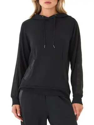THREADS 4 THOUGHT Fleece Hoodie With Sateen Stripes - Black