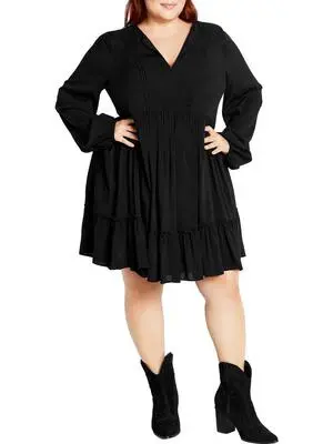 City Chic Tiered Minidress - Black