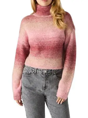 Steve Madden Raegann Ombré Stripe Turtleneck Sweater - Pink Multi