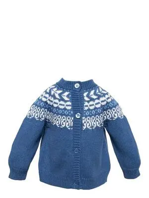 CUCLIE Fair Isle Button Cardigan Blue Multi