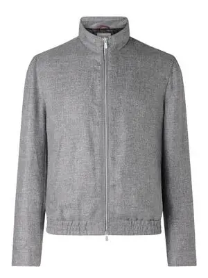 Brunello Cucinelli Wool, Linen And Silk-blend Bomber Jacket - Gray