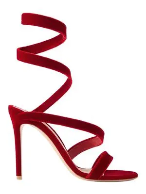 GIANVITO ROSSI Opera Velvet Sandals - Red