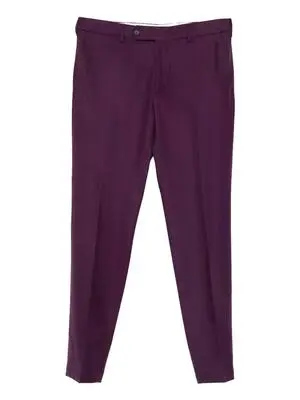 CELLAR DOOR Tapered-leg Buttoned Wool Trousers - Purple